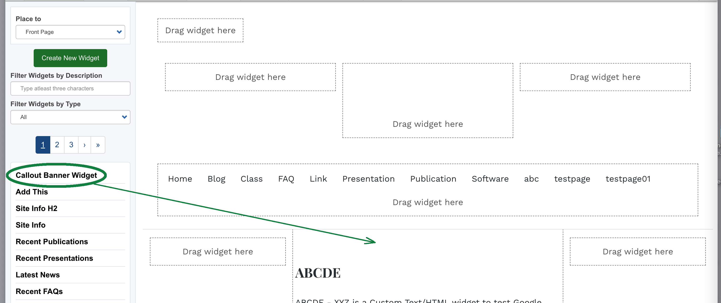 Callout Banner Widget | OpenScholar Documentation